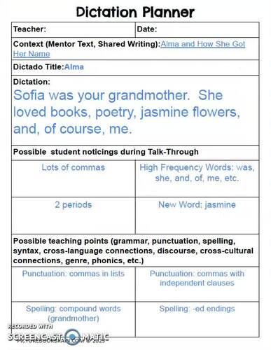 Alma and How She Got Her Name Lesson Plan, Google Activities and Dictation