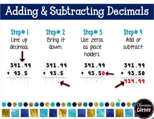 Decimals: Adding and Subtracting by Differentiation Corner | TpT