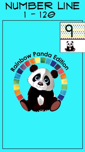 NUMBER LINE 1-120 Rainbow Panda Theme Classroom Decor by Barbara Evans