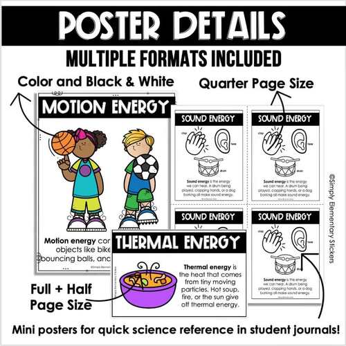 Types of Energy Posters: Forms of Energy Vocabulary & Matching Game