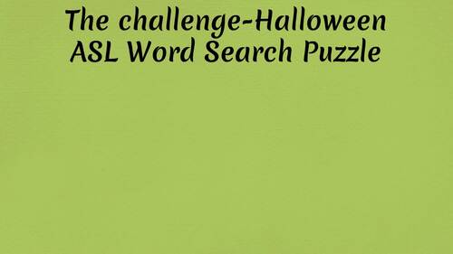 Spooky Halloween (ASL) American Sign Language - Word Search Puzzle by ...