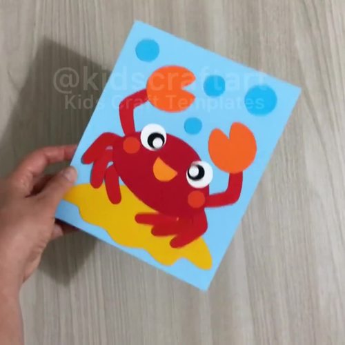 2D Shape Crab Craft Ocean Habitat Animal Under the Sea Life Crafts Activity