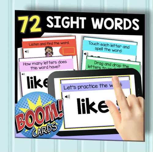 Sight Word Boom Cards - Kindergarten 72 high frequency words Digital ...