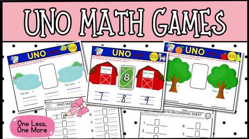 UNO Math Games: One More One Less, Comparing Numbers, Place Value, Add ...
