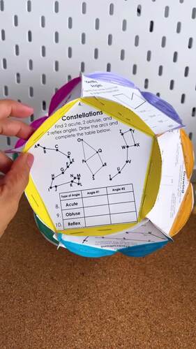 4th Grade Math Review Craft - Measuring Angles Dodecahedron Math Project