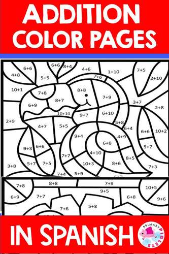 Spanish ZOO ANIMALS SAFARI Color by Number Code Addition Coloring Pages