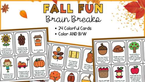 Fall Movement Cards | Gross Motor Activity Cards | Brain Breaks | Indoor PE