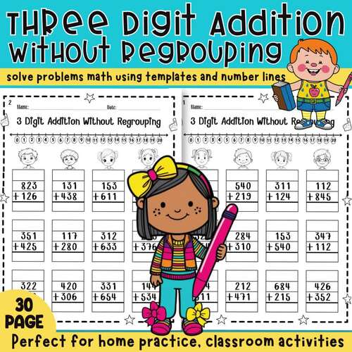 3 Digit Addition Without Regrouping Worksheets, Math Practice Printable ...