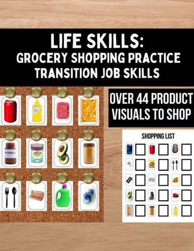 Life Skills: Grocery Skills Practice Visuals and Shopping List for ...