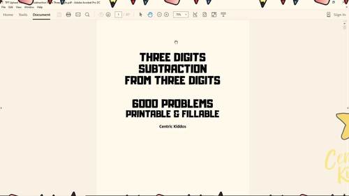 Three From Three Digits Subtraction Practice Workbook 6,000 Problems ...