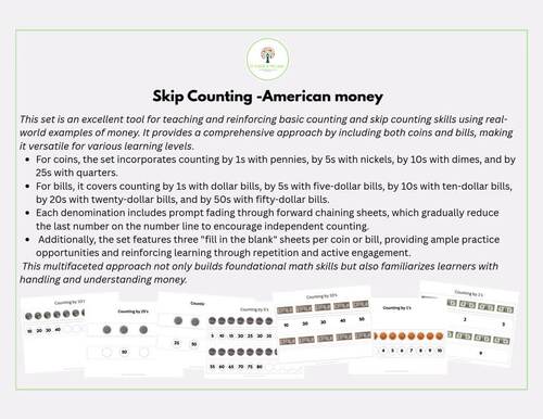 Skip Counting-American money (coins and bills)-forward chaining prompts