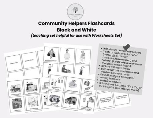 Community Helpers Flashcards (Who, What and Where) | TPT
