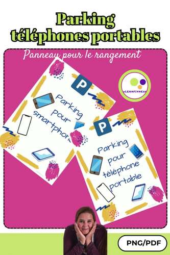 French: Phone parking space - Sign for the classroom by Lernfitness
