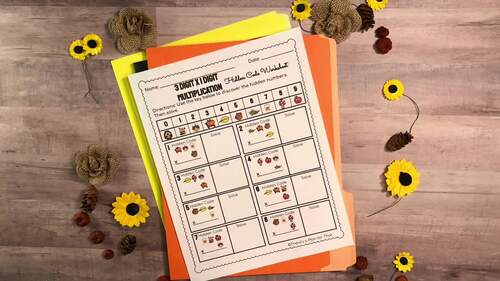 4 NBT 5 Fall Theme Multi digit Multiplication Word Problems Hidden Code ...