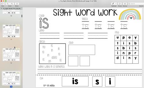 Sight Word NO PREP Writing Practice (Fry's First 100 Words) | TpT