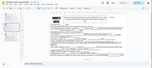 Complete Sonnet Unit - Introduction, Analysis & Writing Components