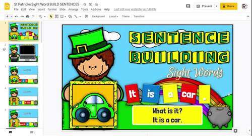 St Patricks Sight Word BUILD SENTENCES ESL Digital Google PowerPoint