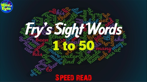 1 to 50 Fry's Sight Words - Speed Read Video by Wise Eyes | TPT