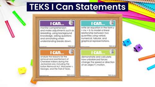 TEKS I Can Statements Bundle Digital + Editable Grade 8 | Back to School