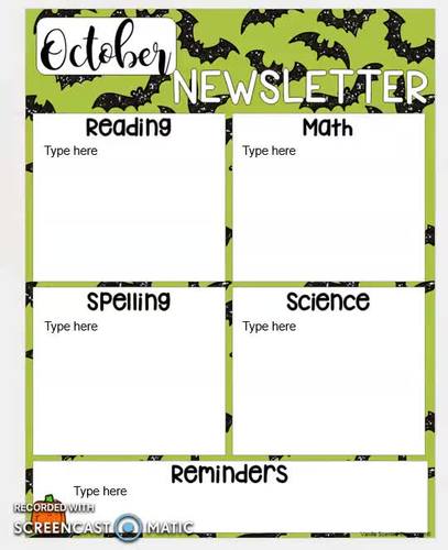 Halloween October Monthly Newsletter Editable Digital PowerPoint bulletin