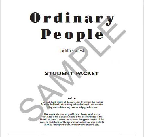 Ordinary People Novel Units® Student Packet Novel Study | TPT