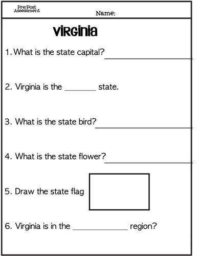 Virginia Worksheets, 50 States, Special Education | TPT