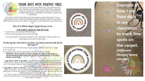 Boho Rainbow Printable Floor / Spot Markers / Carpet Spots w/ Positive ...