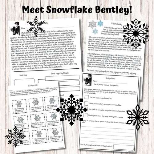 Snowflake Bentley and Snow Nonfiction Reading Comprehension Bundle