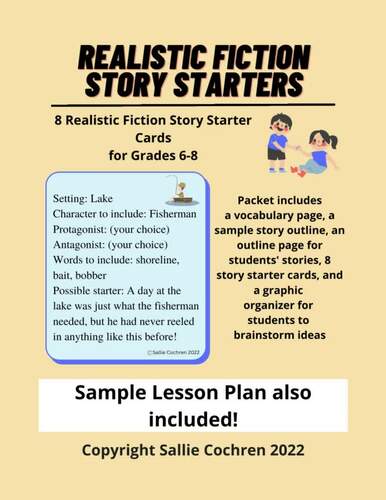 Realistic Fiction Story Starter Cards for Grades 6-8 | TPT