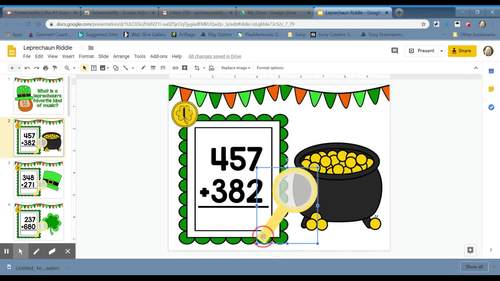 Three Digit Addition Digital Activity: St. Patrick's Day (for Google Drive)