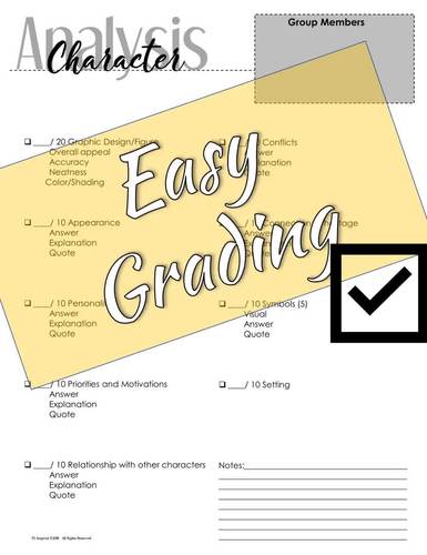 Character Literary Analysis Foldable / Activity / Poster by TG Inspired ELA