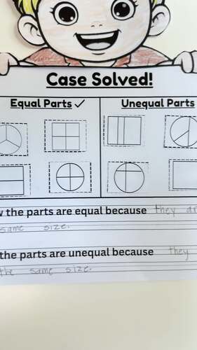Equal vs Unequal Parts Craft | 1st 2nd Grade Fractions Bilingual