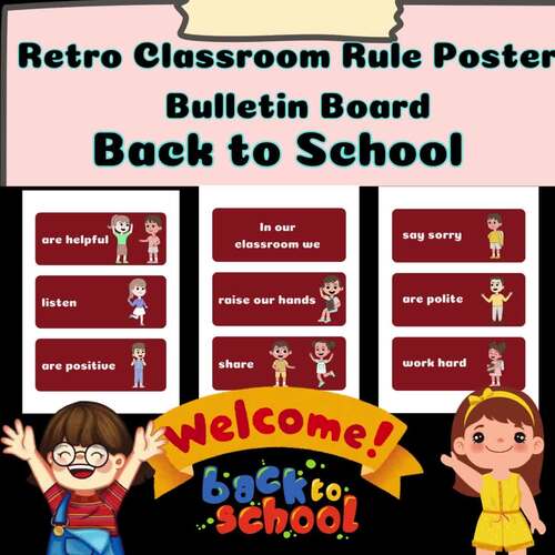 Retro Classroom Rule Posters Bulletin Board Back to School by EDUCATION ...