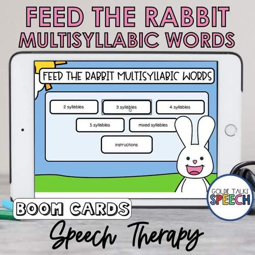 Feed the Rabbit Multisyllabic Words Boom Cards | Speech Therapy | TPT
