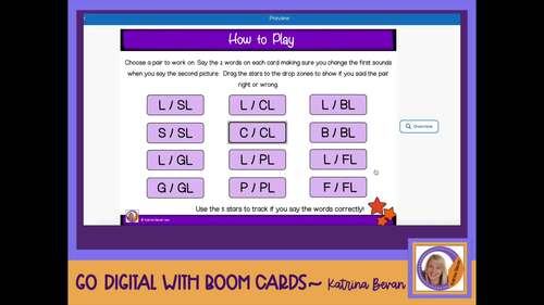 Boom™ Cards: Minimal Pairs- Cluster Reduction /L/ Blends by Katrina Bevan