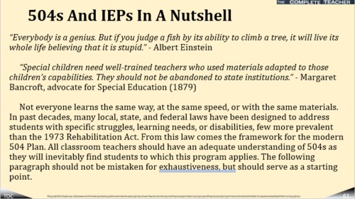 COMPLETE TEACHER Lesson 61 - 504s And IEPs In A Nutshell | TPT