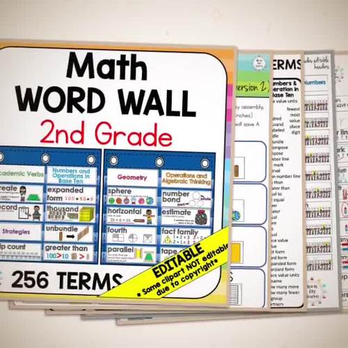 Math Word Wall 2nd Grade - Vocabulary Cards - Engage NY Version 2 ...