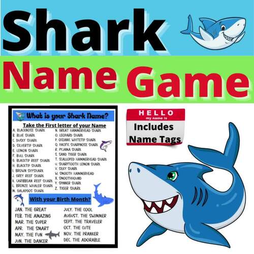 Shark Name Game Activity End of School Classroom Summer by DadsDesigns