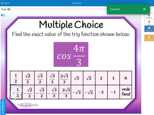 UNIT CIRCLE VALUES - BOOM™ Digital Task Cards by Strong Math Resources