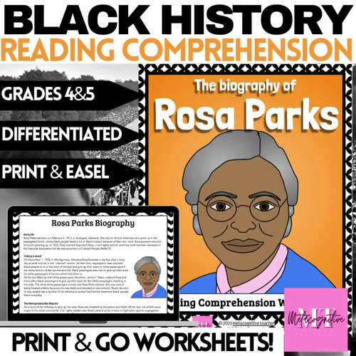 Rosa Parks Biography Differentiated Reading Comprehension Worksheets