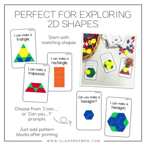 2D Shape Pattern Block STEM Challenge Cards by classroomHQ | TPT