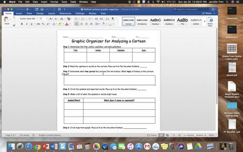 Political Cartoon Analyzer-Graphic Organizer by Teaching Bitts | TPT
