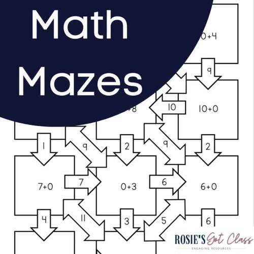 Addition & Subtraction within 20 Math Maze Worksheets to Build Math ...