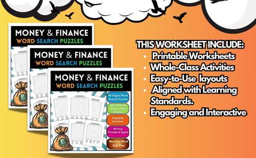 Money And Finance Word Search Activities Morning Work 4th,5th,6th,7th ...