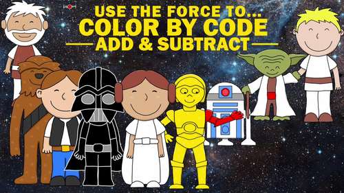 USE THE FORCE to Color by Code – Add and Subtract – EDITABLE MAGIC PDF!