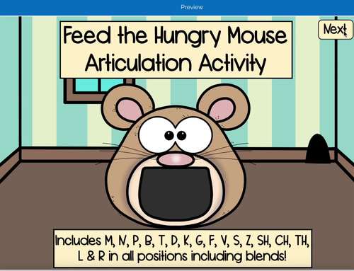 Feed the Mouse Articulation Activity Boom Cards Speech Therapy Digital ...