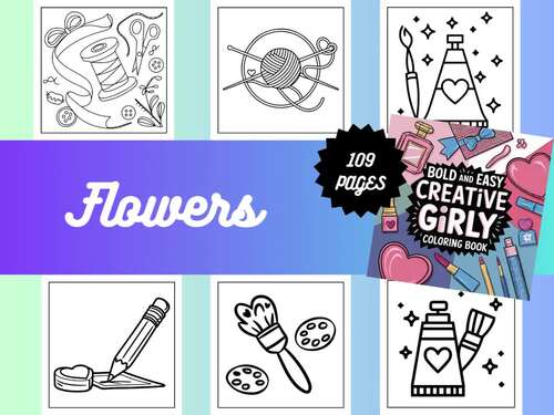 Girly Coloring Book | 109 Large Print Designs Pages | Stress Relief ...