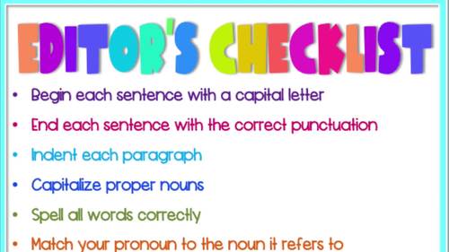 Elementary Writing Checklist by The Self-Sufficient Classroom | TPT