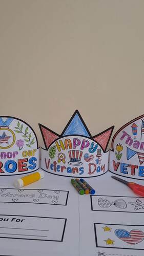 Veterans Day Hat Craft | Veterans Day Crown Headband Coloring Pages ...