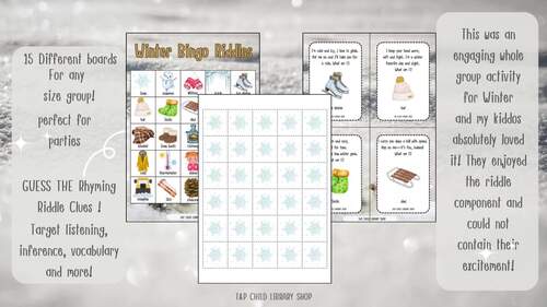 Winter Bingo Riddles Game Speech & Language Therapy Winter Activities.